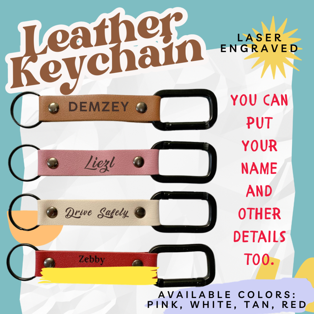 Leather Keychain for Motorcycle and Car - Personalized Laser Engraved ...