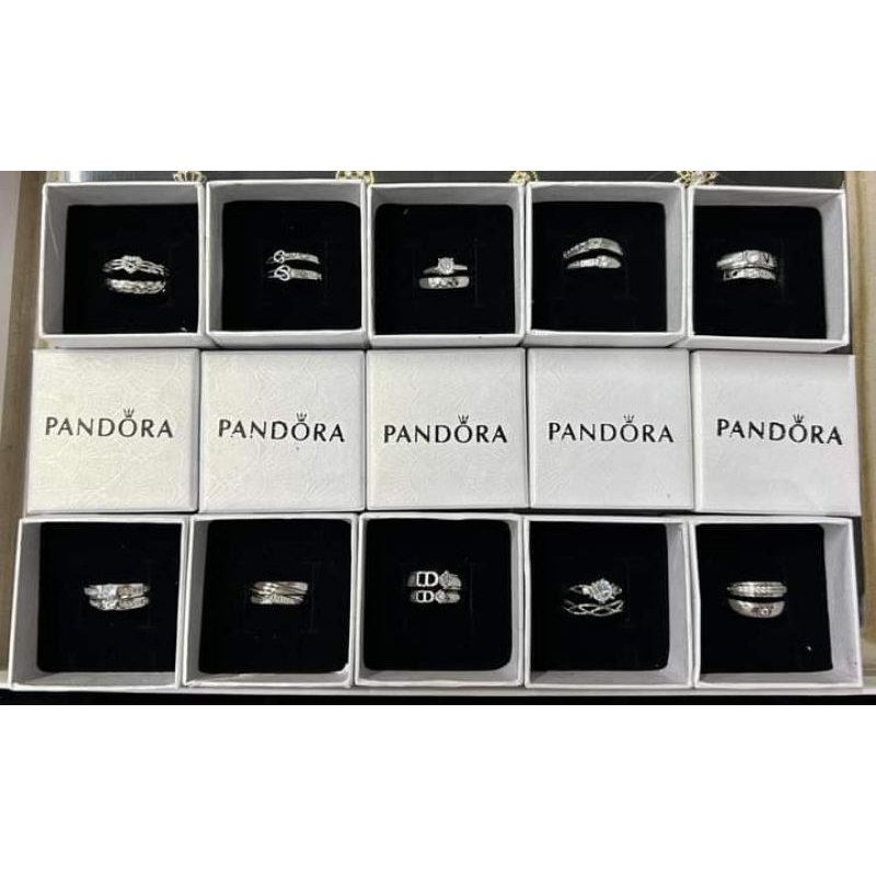 Pandora ring couple ring with box and paper bag complete set | Shopee ...