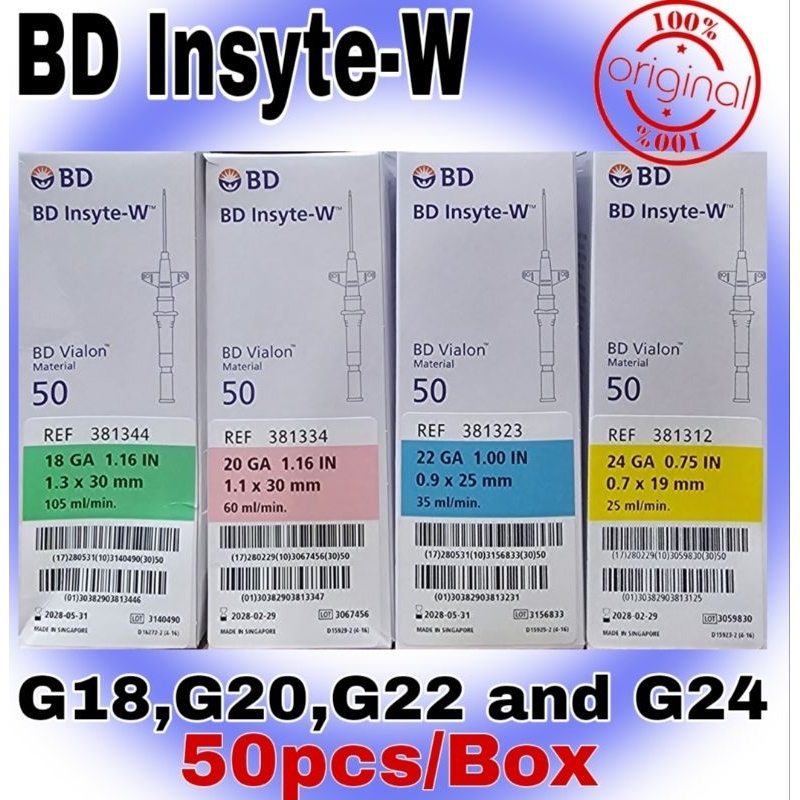 BD Insyte-W 50BD Vialon Material (50pcs per Box)Different Sizes ...