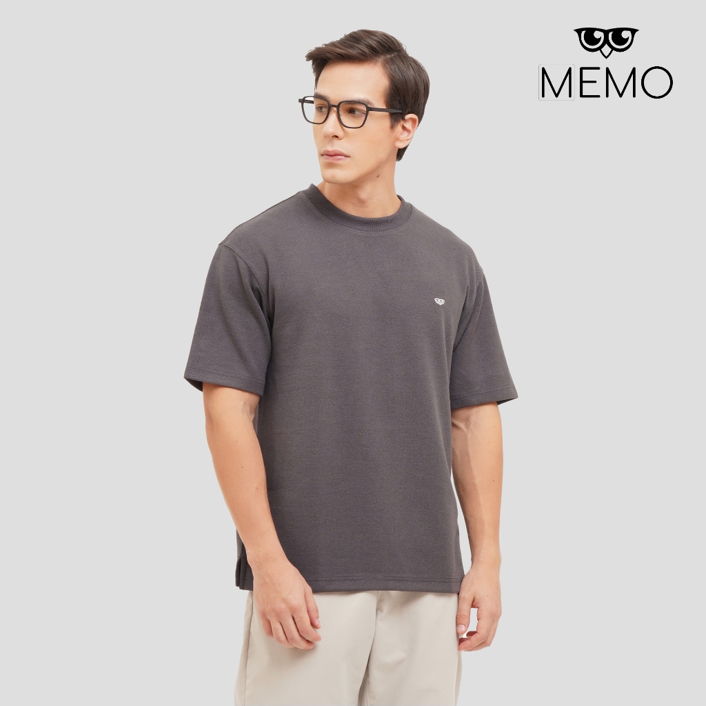 Memo Textured Boxy Fit T-Shirt For Men (Dark Gray/Latte Brown/Natural ...