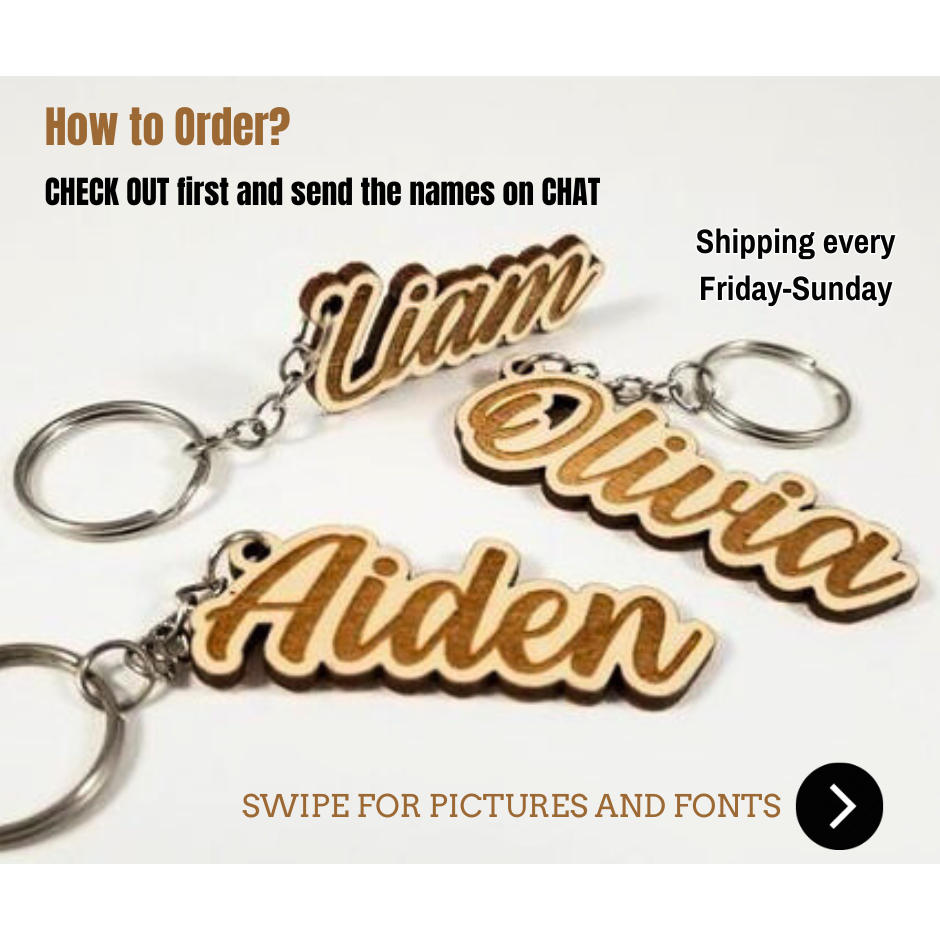 Personalized/Customized Name Keychain,3mm Wooden Keychain/NameTag/Bag ...