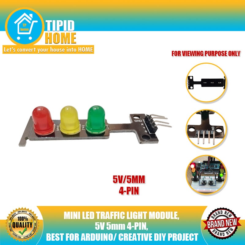 TIPID HOME MINI LED TRAFFIC LIGHT MODULE, 5V 5mm 4-PIN, BEST FOR ...