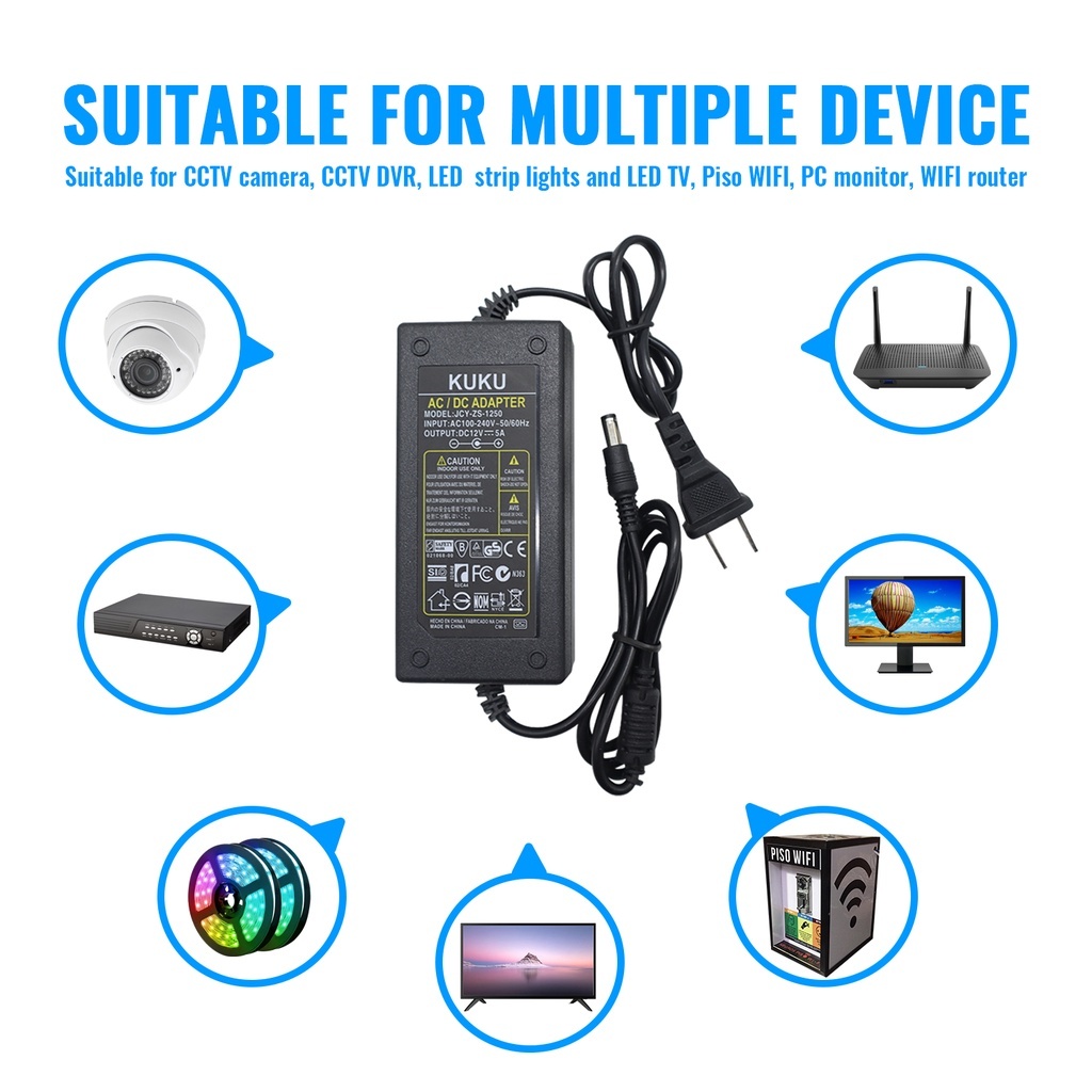 12V 5A AC DC CCTV Power Supply Adapter | Shopee Philippines