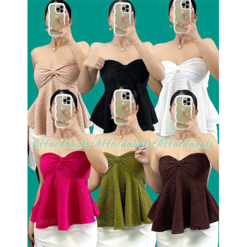 Amelie Tube Twisted Top (Bark crepe fabric) | Shopee Philippines