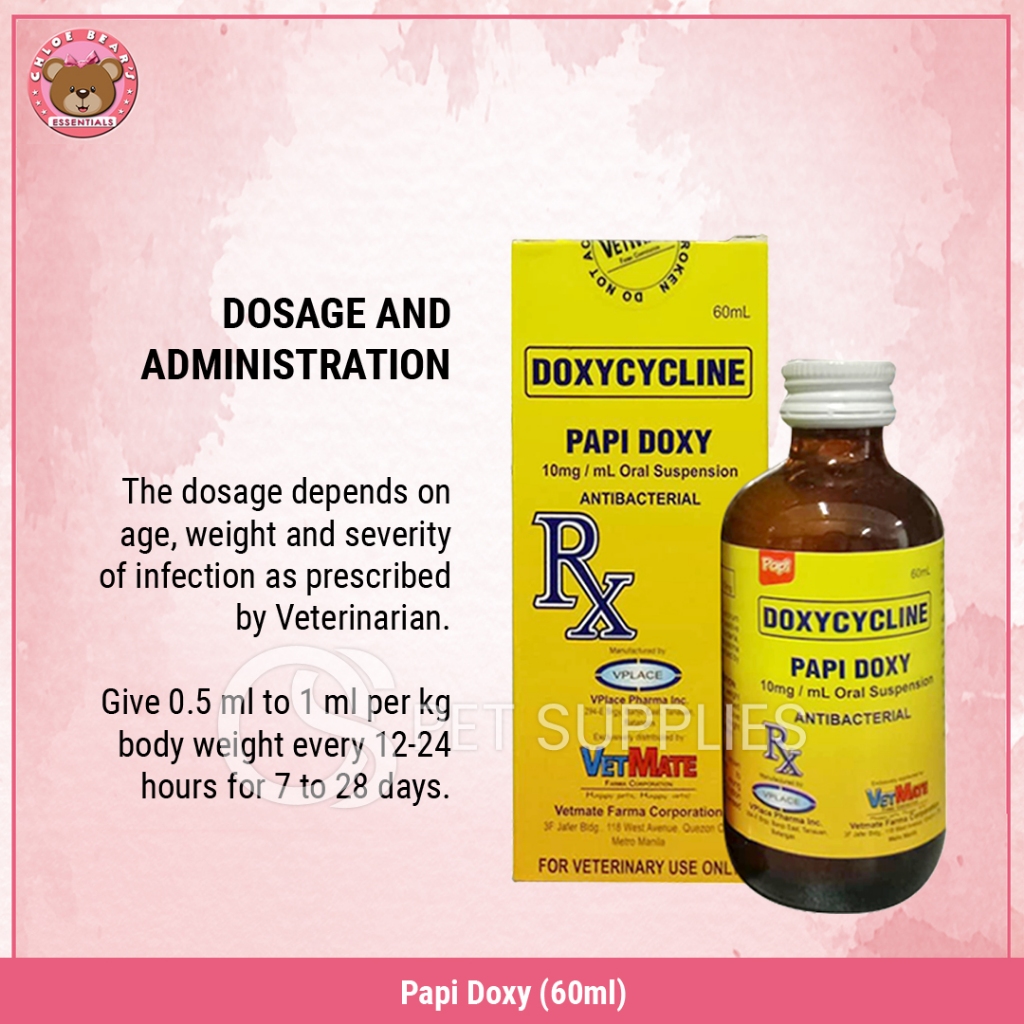 BOB-Papi Doxy Oral Suspension Antibacterial Doxycycline For Pets 60mL ...