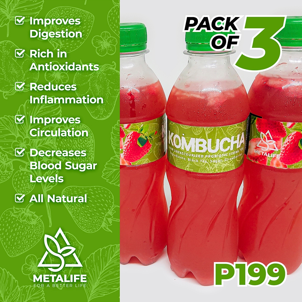 MetaLife STRAWBERRY KOMBUCHA TEA/FERMENTED BLACK TEA/PROBIOTICS ...