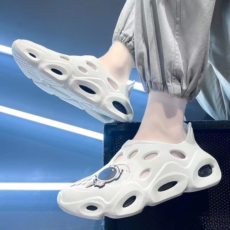 Hole shoes, breathable men's slippers, outdoor anti slip, summer thick soled women's beach ...