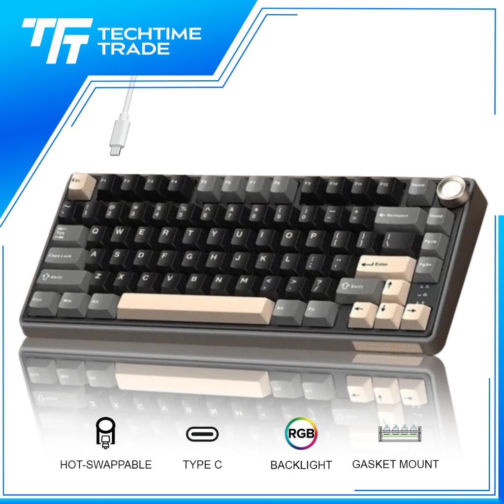Royal Kludge RK R75 Mechanical Keyboard 75% TKL with Volume Knob Gasket ...