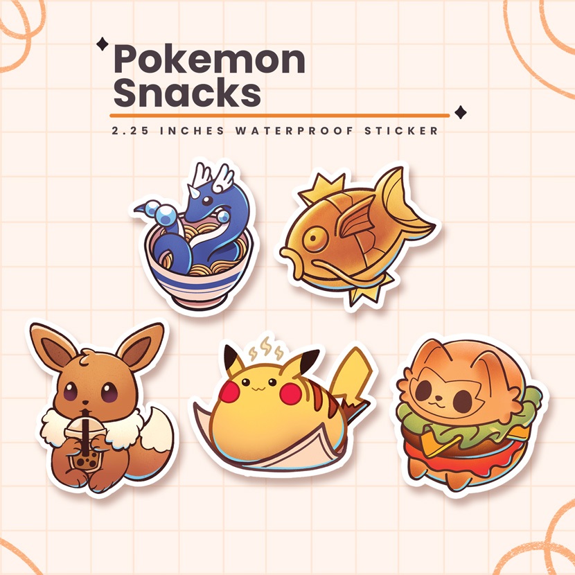 Pokemon Snack | Pikachu, Magikarp, Sprigatito, Dragonair Fanart | Matte ...