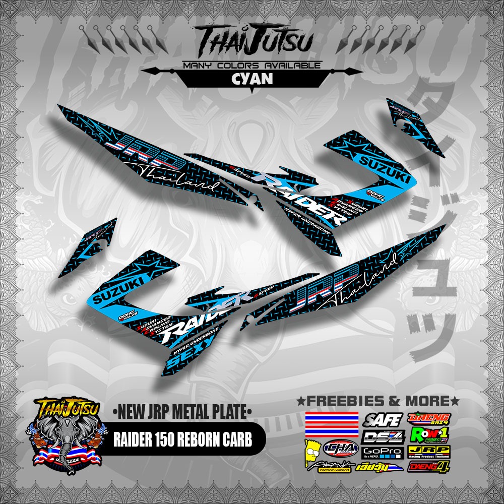 RAIDER 150 REBORN CARB DECALS ( NEW JRP METAL PLATE )【ThaijutsuStickers ...