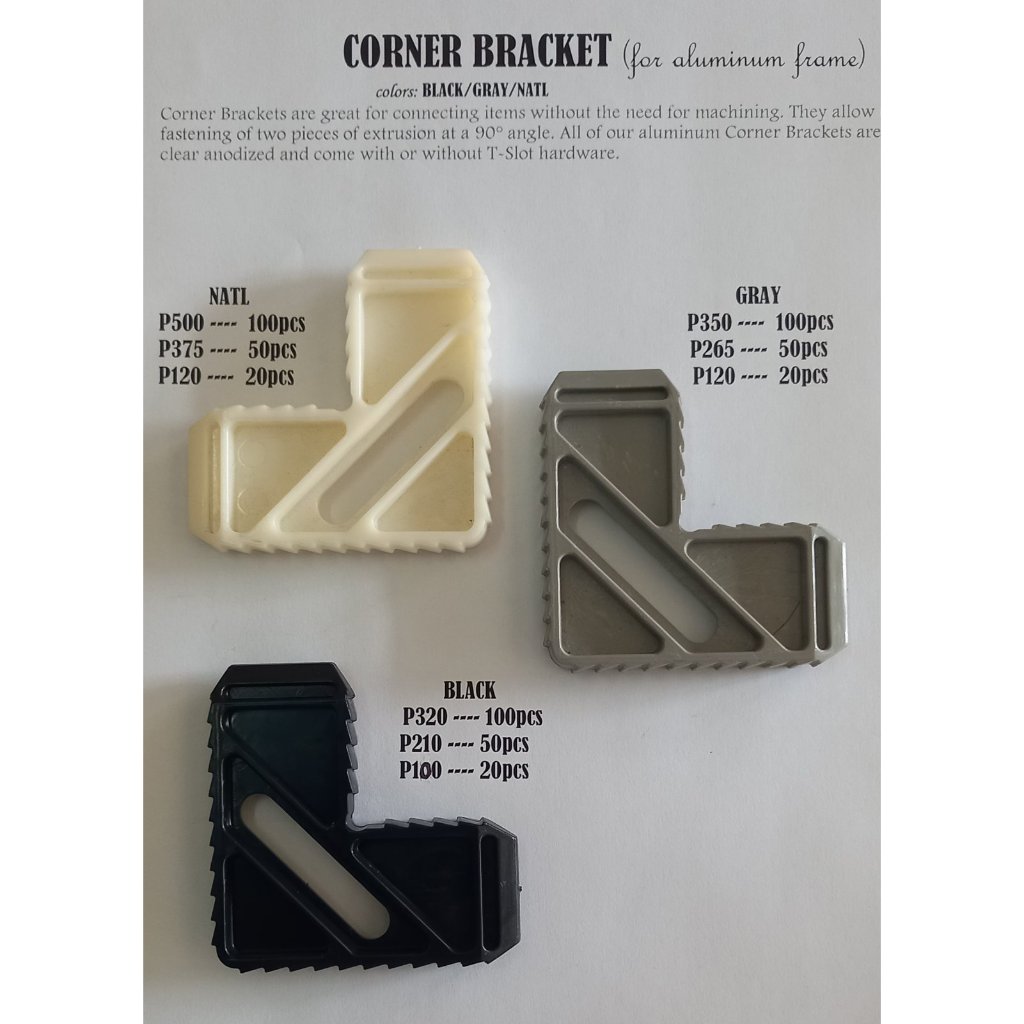 ALUMINUM FRAME Corner Bracket "Plastic" (Natl, Black and Grey) | Shopee ...