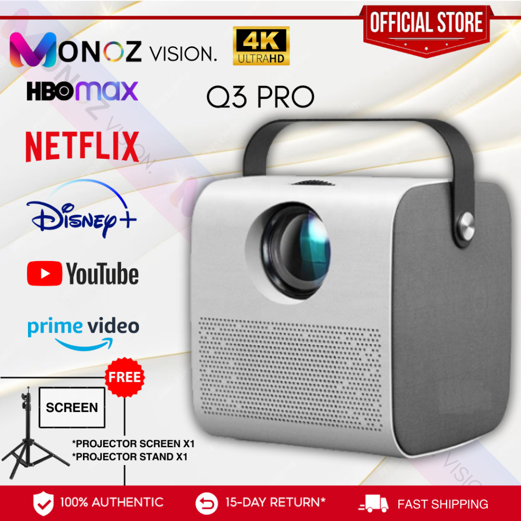 Projector Q3 PRO Portable Smart Mini 4K Full HD Projector OS Android WiFi Bluetooth HDMI ...
