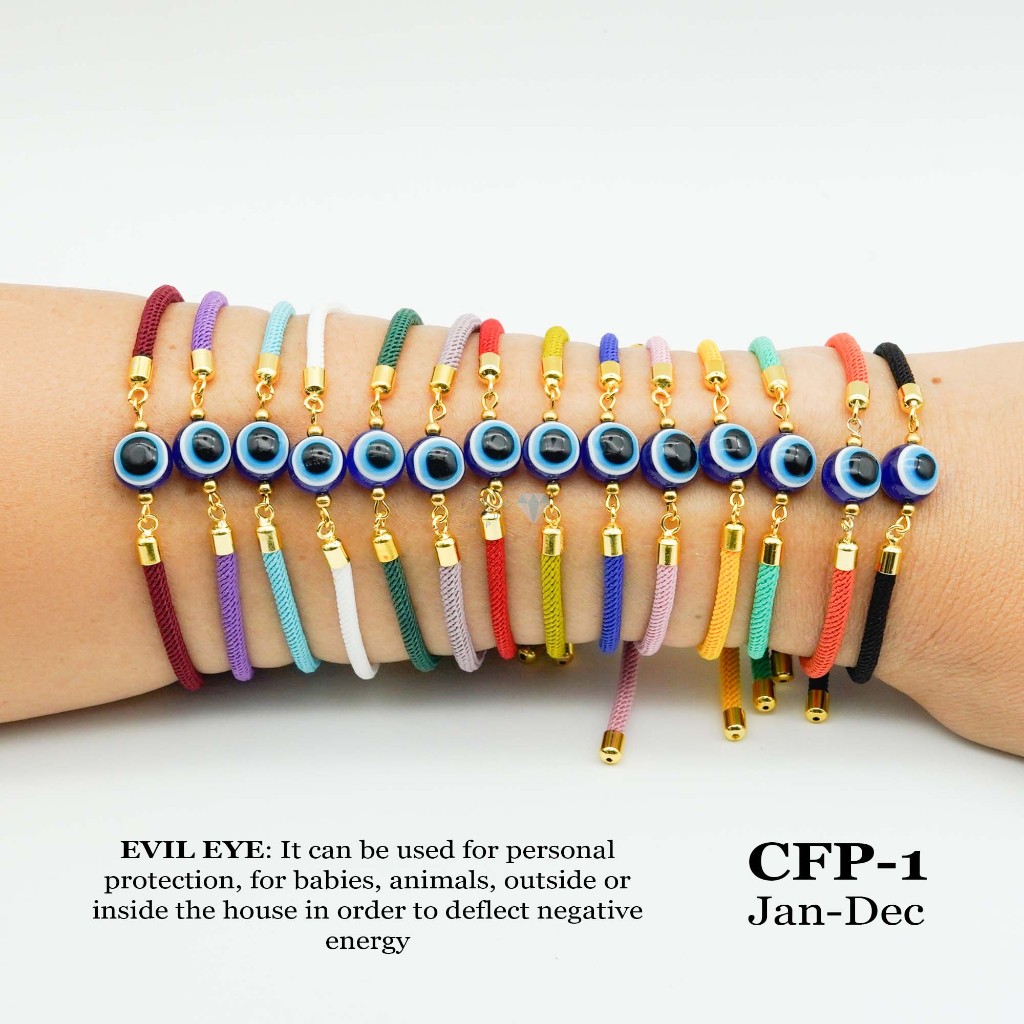 ANTI-GHOST month EVIL EYE w/12 birth month adjustable lucky string ...