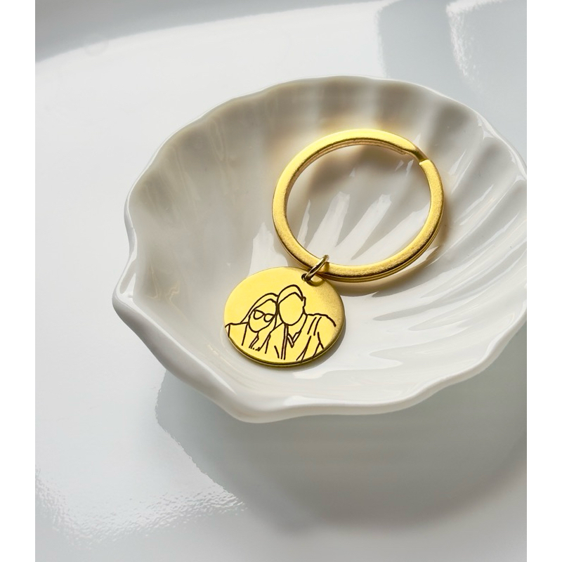 stainless steel personalized keychain line art and text engraved ...