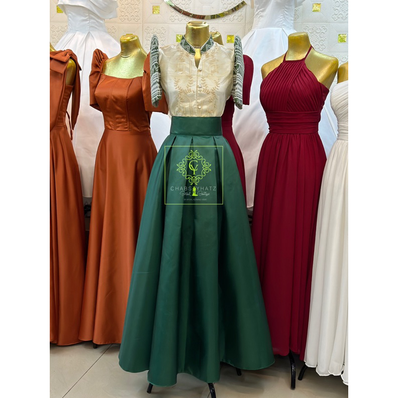 Modern Filipiniana emerald green Ethnic inabel Imelda Sleeves Top and ...