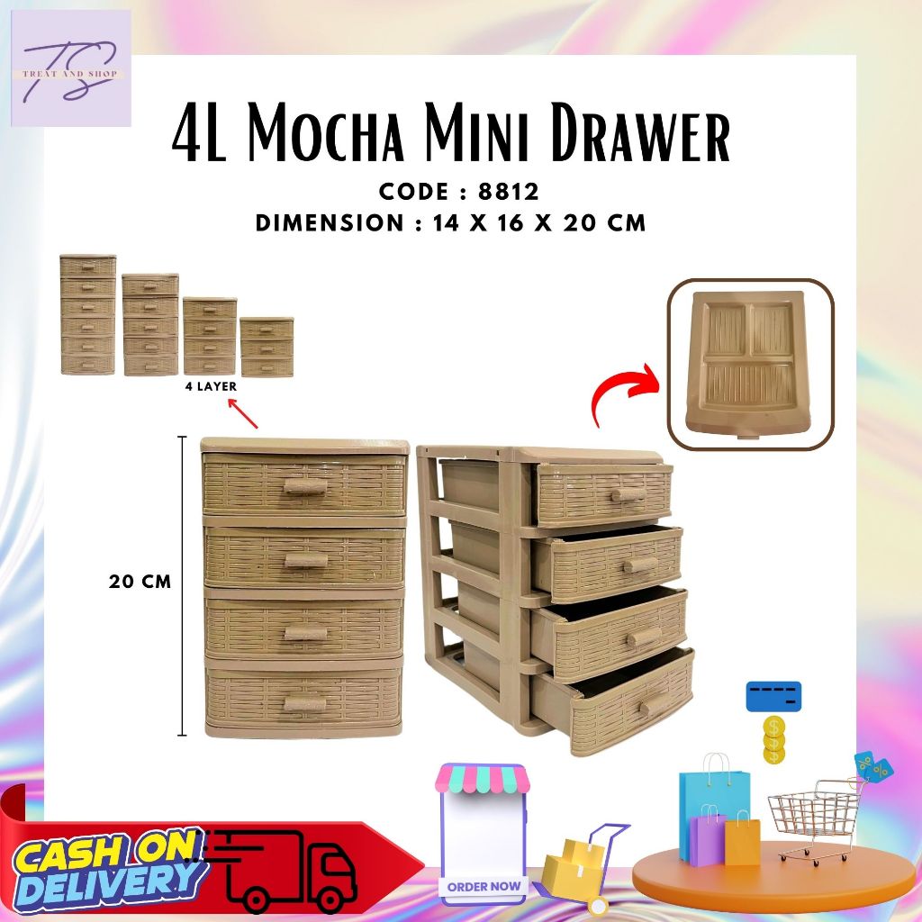 [NEW] 8812 4L MOCHA MINI DRAWER / MINI DRAWER / 4 LAYER MINI DRAWER ...