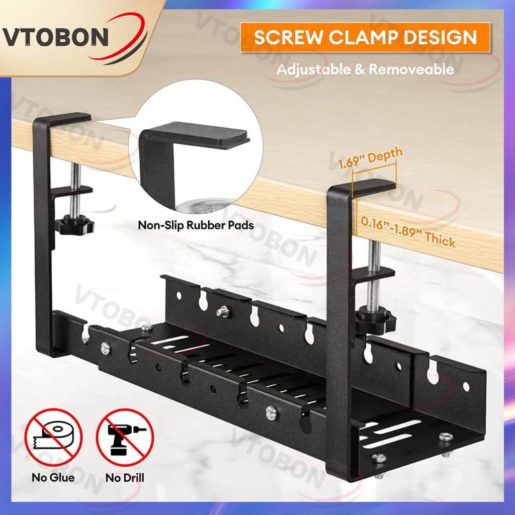 Under Desk Cable Management Tray Adjustable Length Desk Socket Table ...