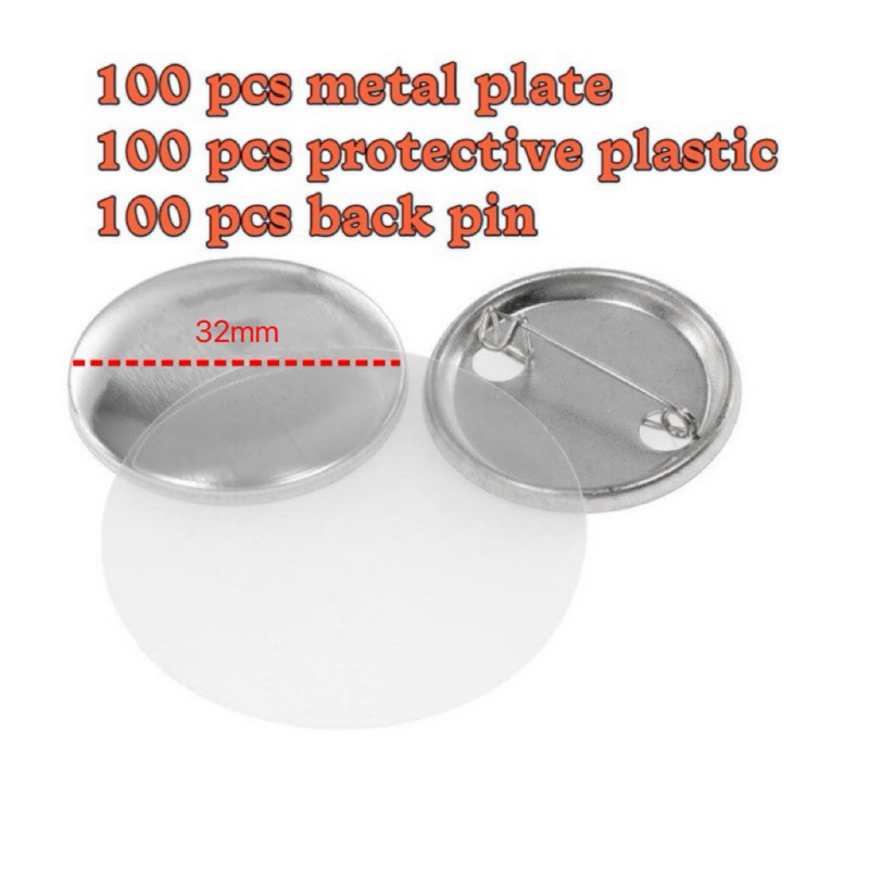 100Pcs 37/58mm Metal back DIY Badge Button Pins Blank Raw Material pins ...