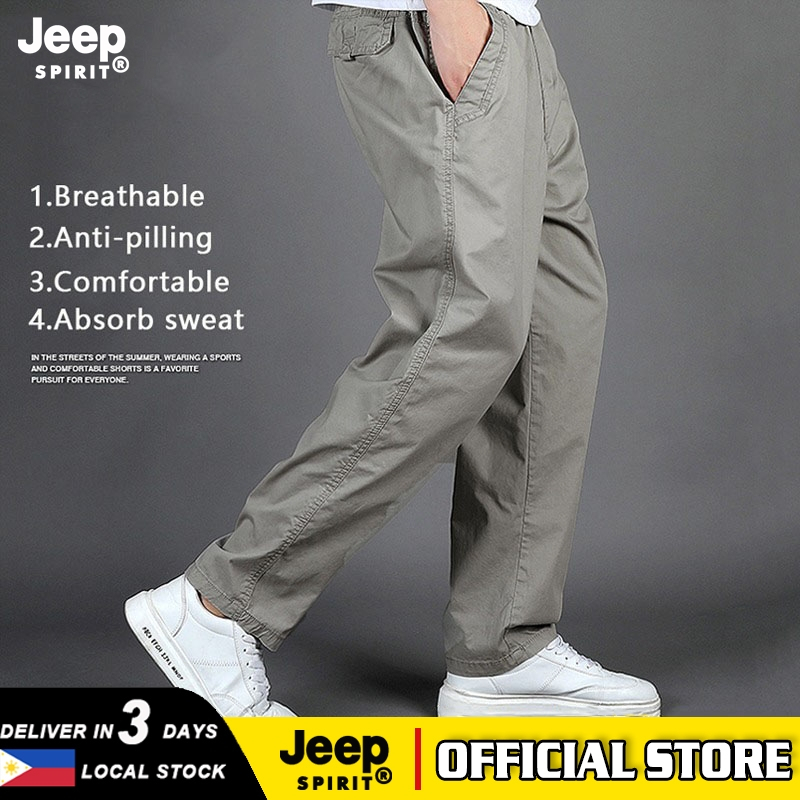JEEP SPIRIT Men Multi Pocket Cotton Cargo Pant Work Loose Casual Long ...