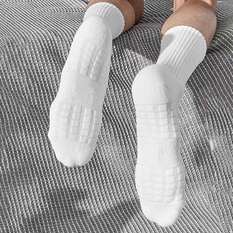 Towel Bottom Basketball Socks Solid Color Non-slip Running Socks Cotton ...