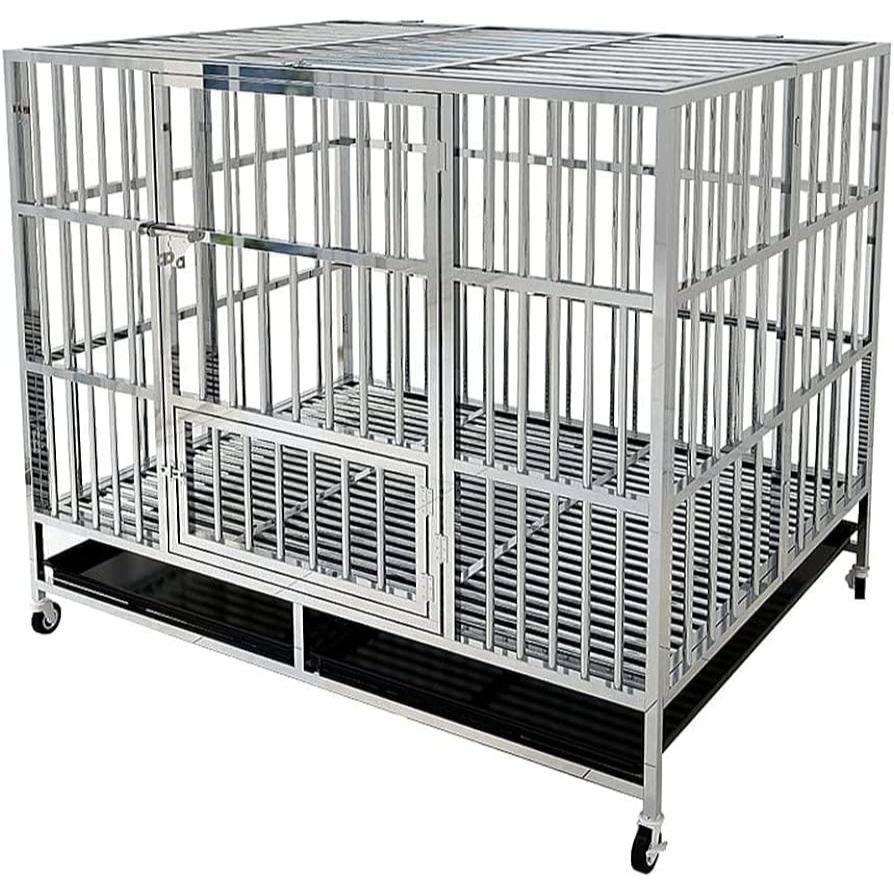 304 stainless Pet Cage Large Metal Dog Cage Stainless Steel Large Free ...