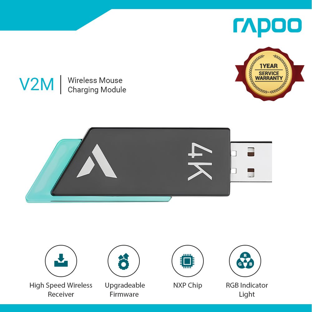 Rapoo V2M Wireless Gaming Mouse Receiver 4K Type Wireless Gaming Technology NXP Chip Supports ...