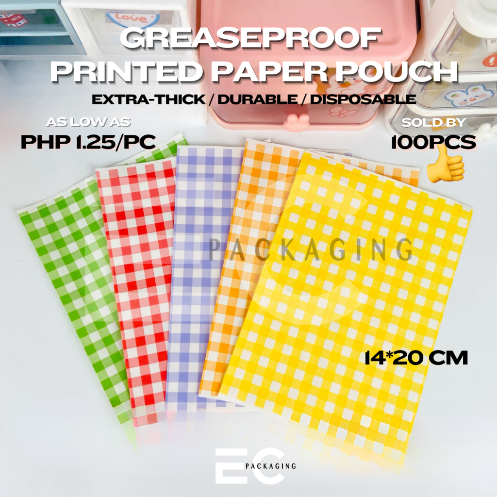 [EC] 100Pcs Pastel Color Greaseproof Paper Bag Pouch Food Wrapper ...