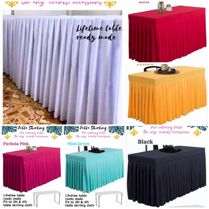 Skirtting Table Skirt 4Ft/6Ft Katrina Cloth (Makapal) Lifetime Table ...