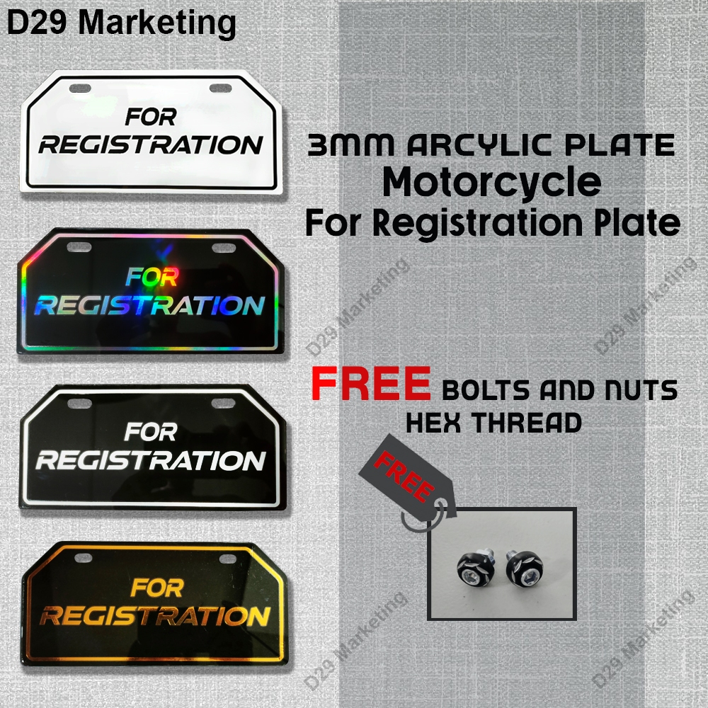 For Registration 3mm Acrylic Motorcycle Plate Temporary Plate (FREE ...