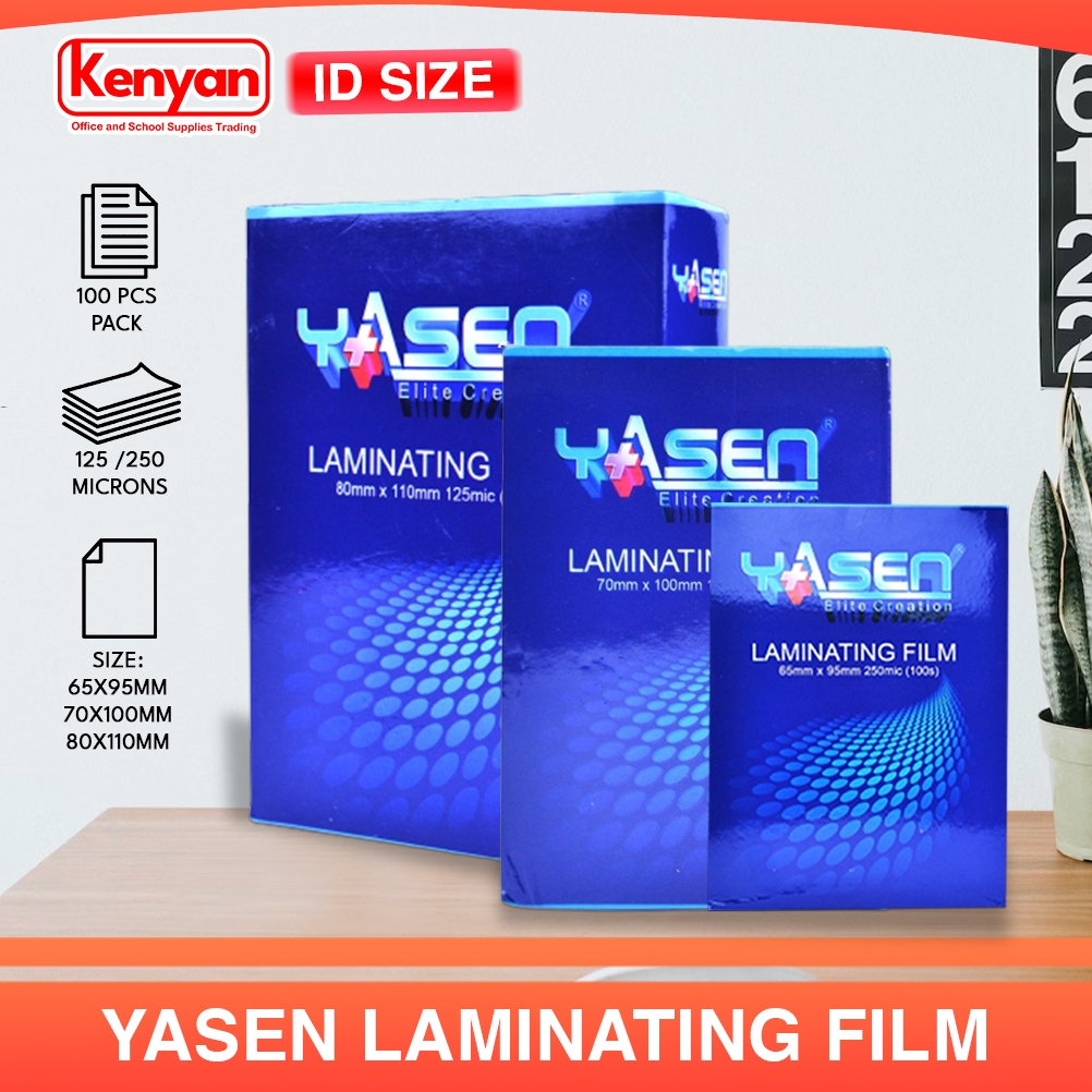 Yasen Laminating Film ID Size 65mm/70mm/80mm - 125/250 Microns 100 Sheets/Pack | Shopee Philippines