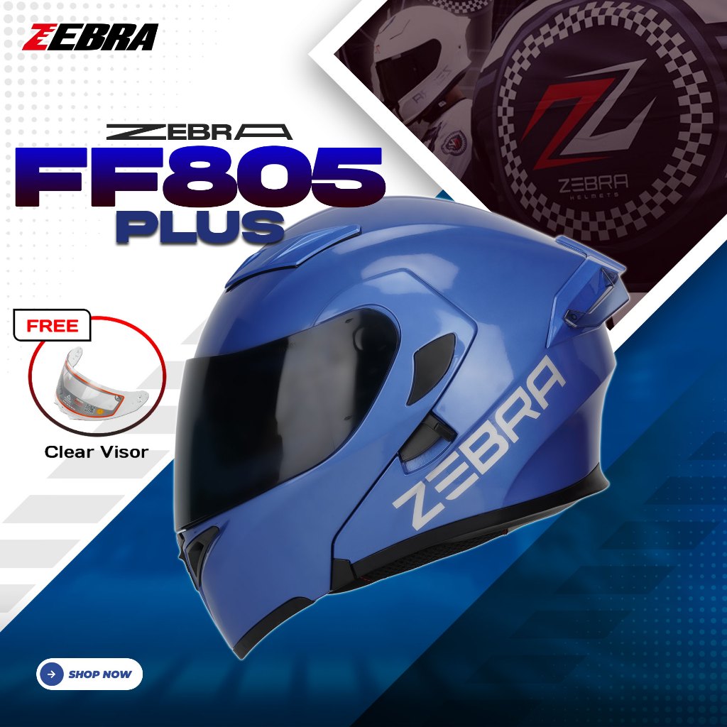 ZEBRA FF805/ YM-627 PLUS Modular Helmet Dual Visor Plain Design ...