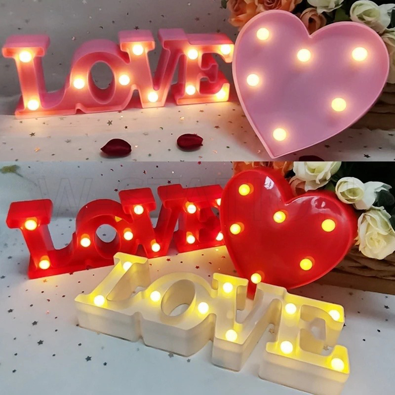 3D Love Heart LED Letter Lamps Indoor Decorative Sign Night Light ...