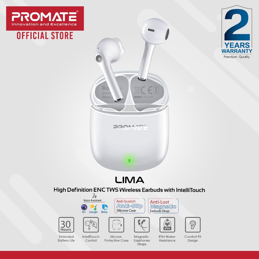 Promate Lima High Definition ENC TWS Wireless Earbuds with Intellitouch ...