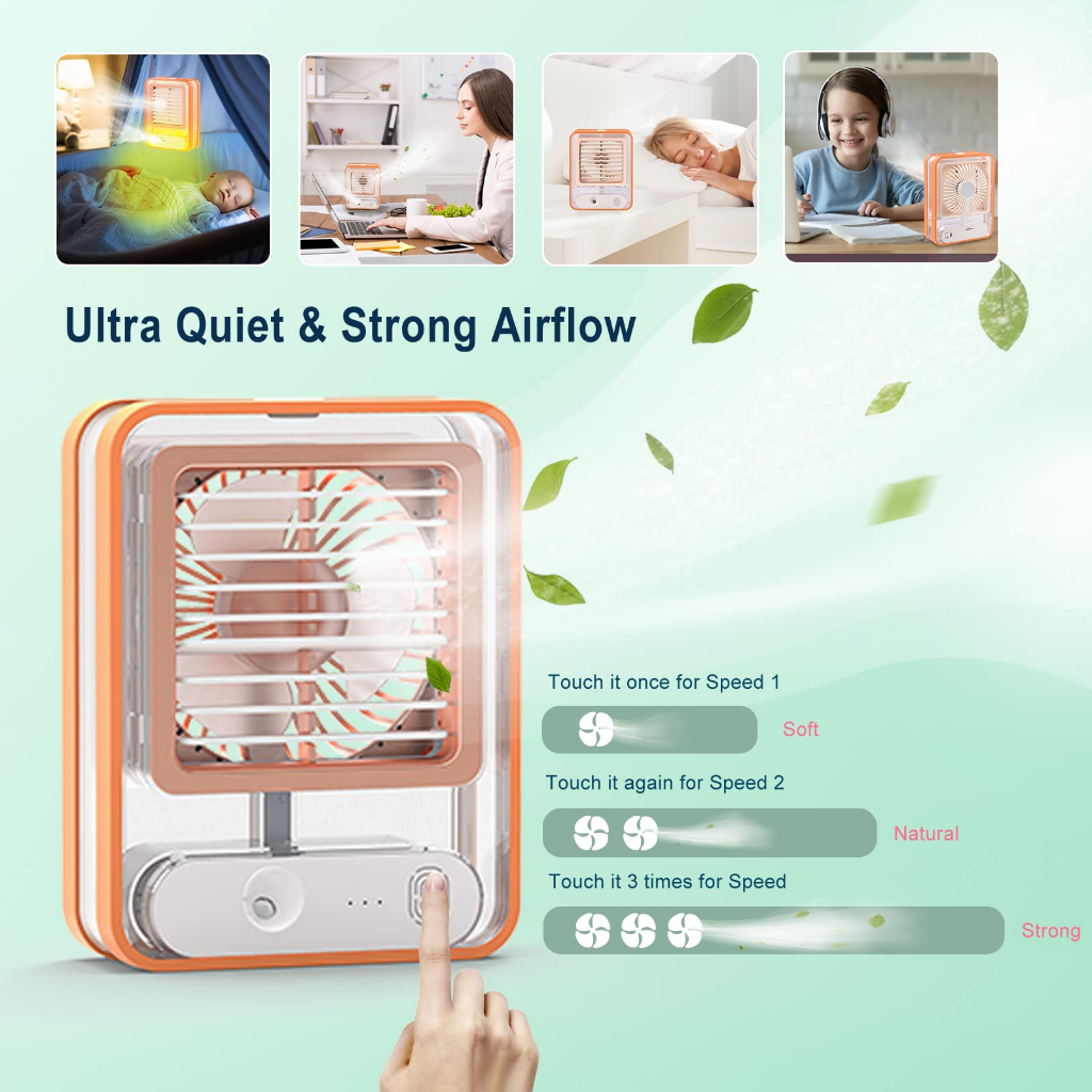 Portable USB charging Big Desk cooling Fan with Humidifying Water Nano ...