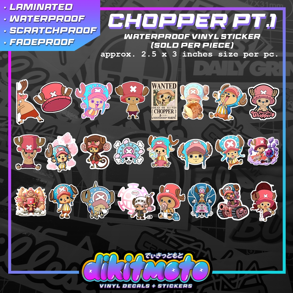 [dikitmoto] PT. 1 ONE PIECE Tony Tony Chopper Waterproof Vinyl Sticker ...