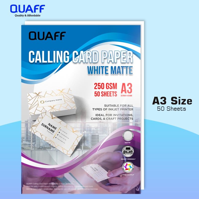 QUAFF Calling Card Paper 250GSM A3（297*420mm）White(matte)(50sheet/pack ...