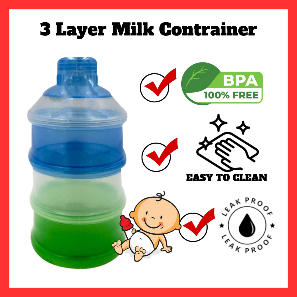 PD 3 Layer Baby Milk Container Infant Food Formula Storage Air Tight ...