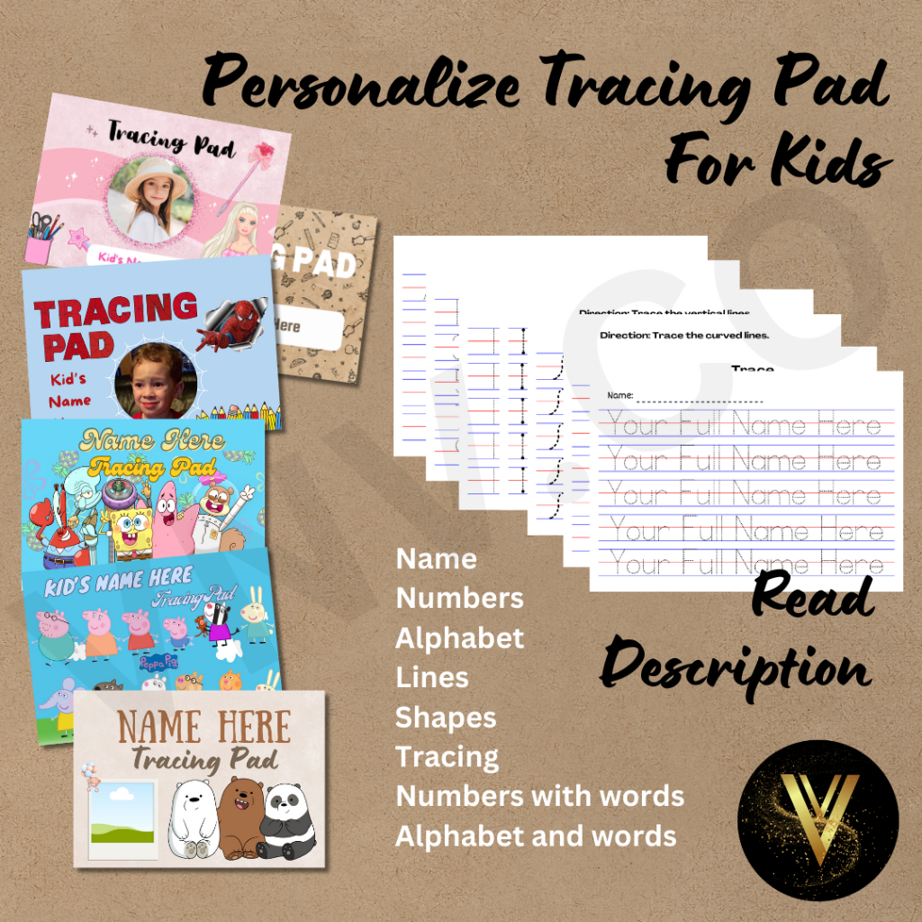 Customize Tracing Pad With Covers Trace Name Numbers Alphabets 50 ...