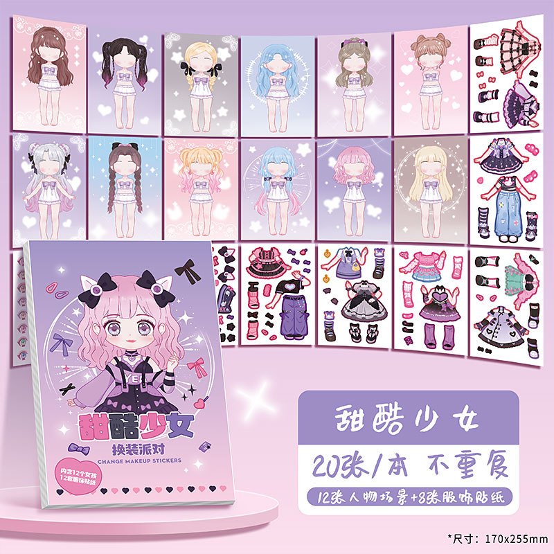 Sticker Book Paper Doll Stickers Book Dress Up Whole Body Dress Up Girl ...
