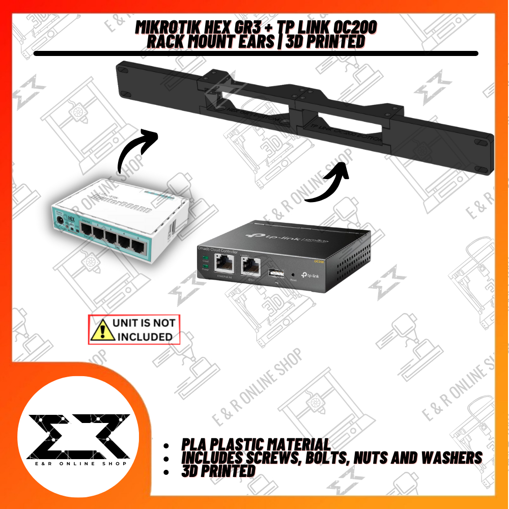 M1KR0T1K Hex Gr3 + TP-L1NK Omada OC200 Rack Mount Ears 3D Printed ...