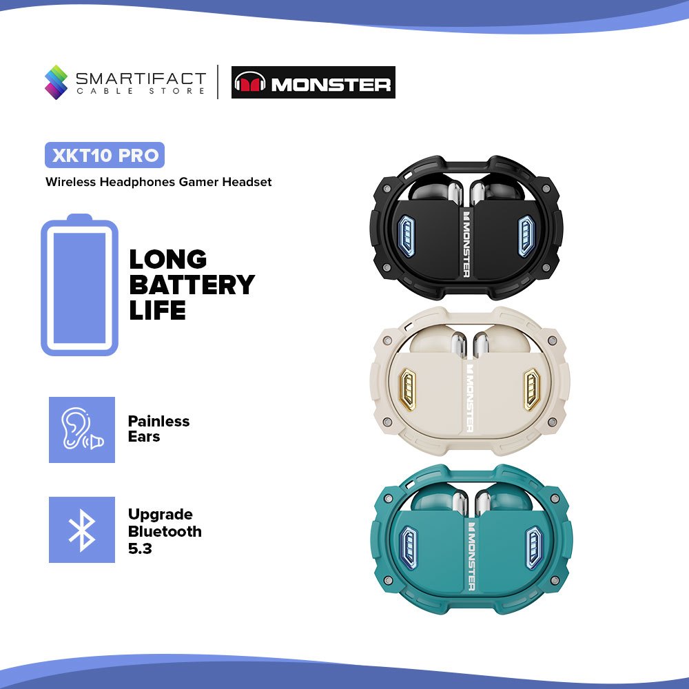 Monster AIRMARS XKT10 Pro Gaming Earbuds Stereo Surround HD Voice Call ...