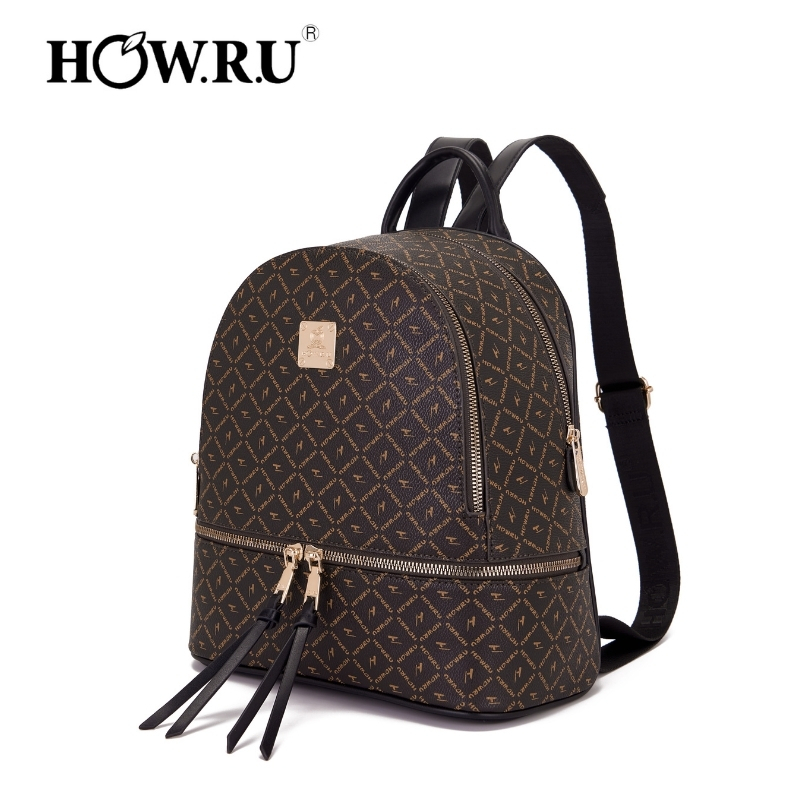 HOW.R.U Bags Authentic Quality Large Capacity PU Leather Woman Back ...