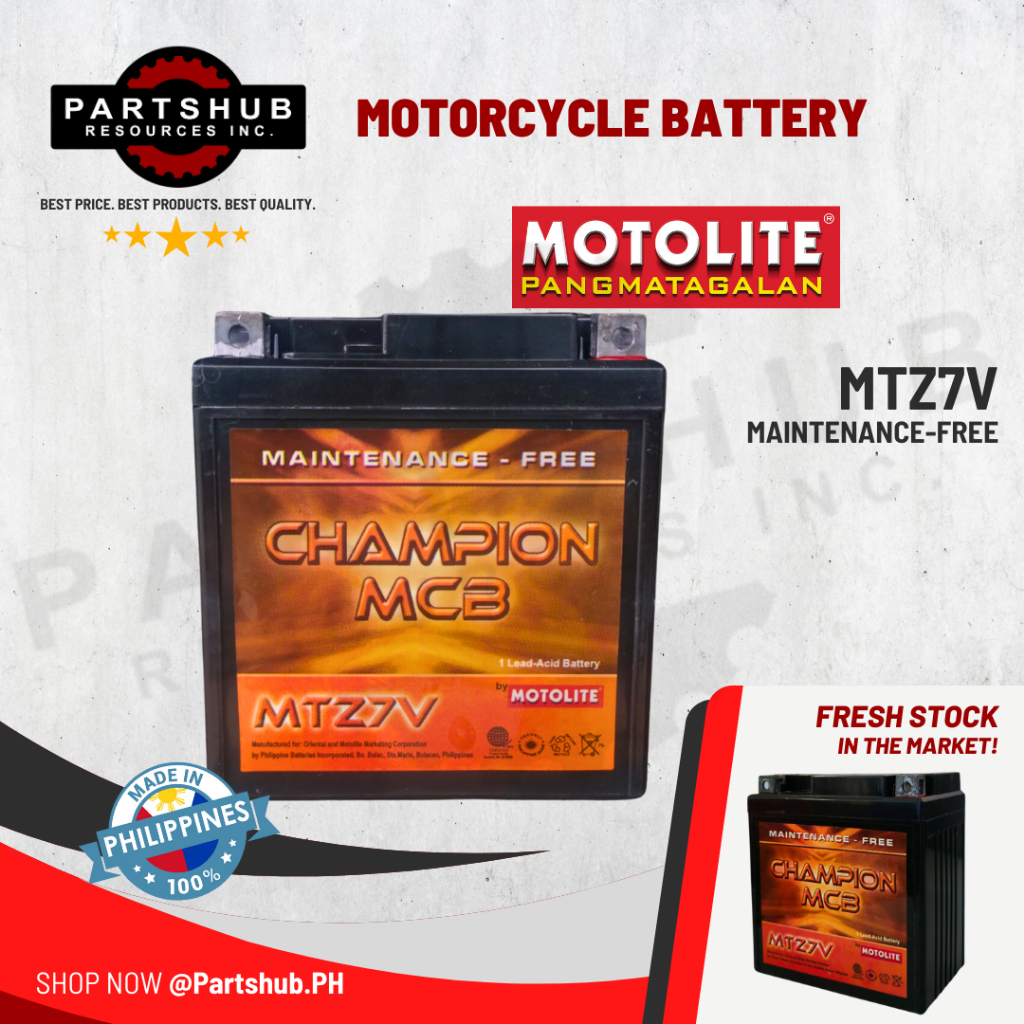 MTZ7V CHAMPION MAINTENANCE-FREE BY MOTOLITE MOTORCYCLE BATTERY (NMax ...