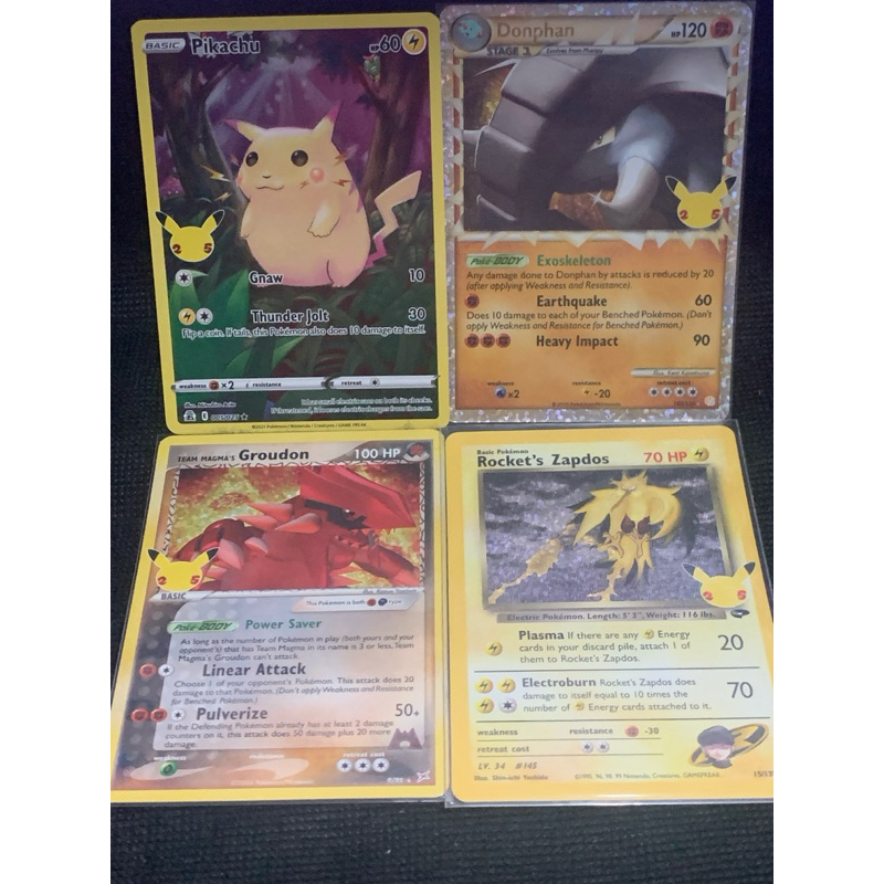 Pokemon TCG - Celebrations Singles - Pikachu - Donphan Groudon Rockets ...