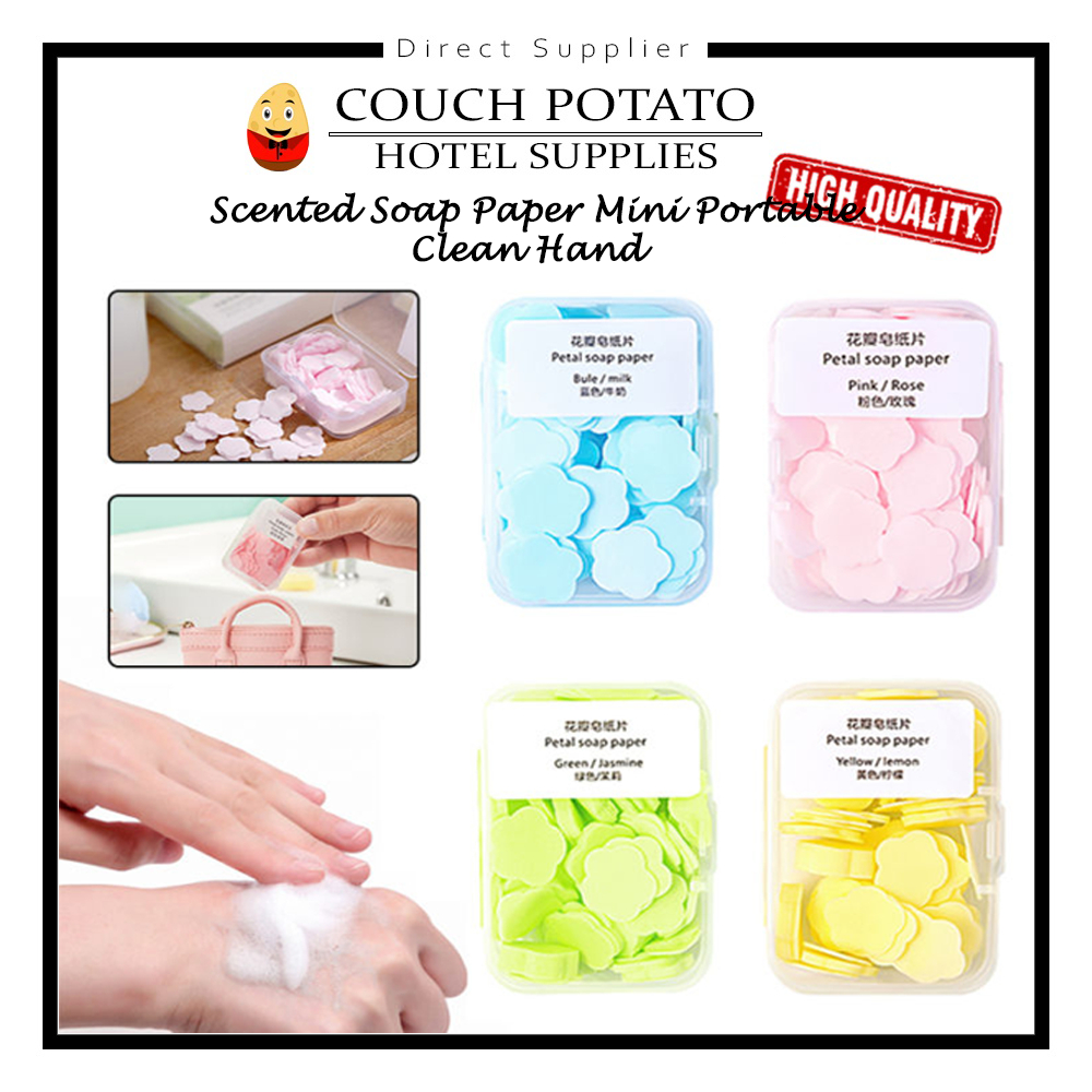 100pcs Scented Soap Paper Mini Portable Clean Hand Washing Paper Travel ...