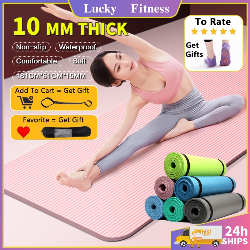 10MM NBR Yoga Mat Non Slip Thick & Soft Comfortable for Exercise ...