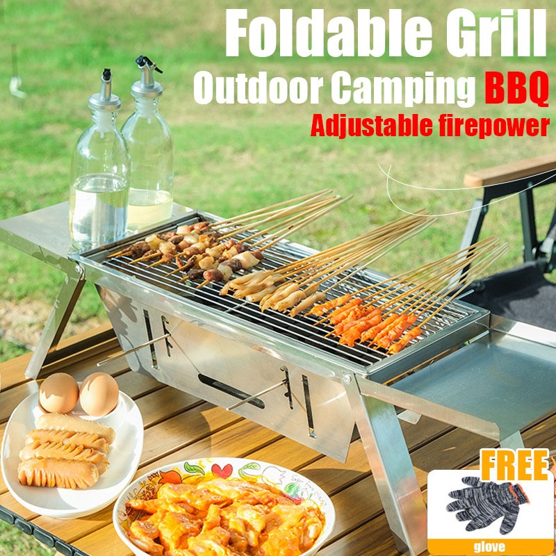 Foldable Grill Portable Outdoor Barbeque BBQ Grill Non-Stick 304 ...