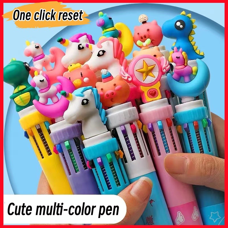 Children's 10-in-1 Multicolor pen Cartoon unicorn Ballpoint Pen School ...