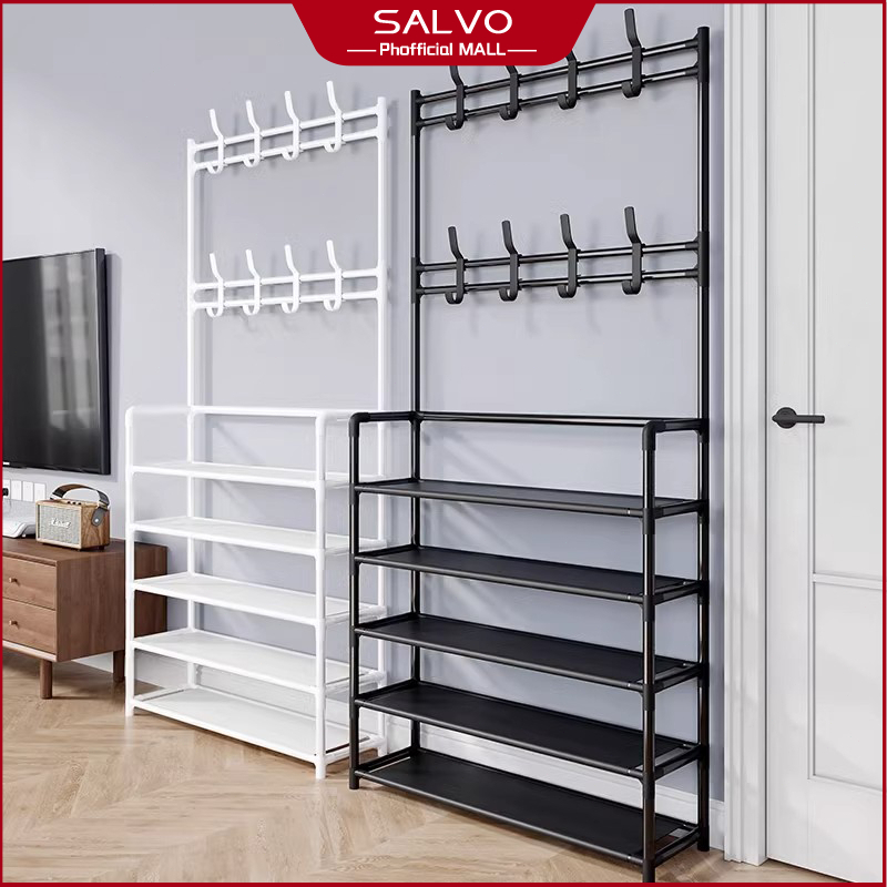 SALVO Multi-Layer Multifunctional Shoe Rack Organizer Simple Floor Coat ...