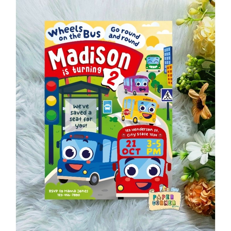 Wheels On The Bus Invitation - (Layout Only) | Shopee Philippines